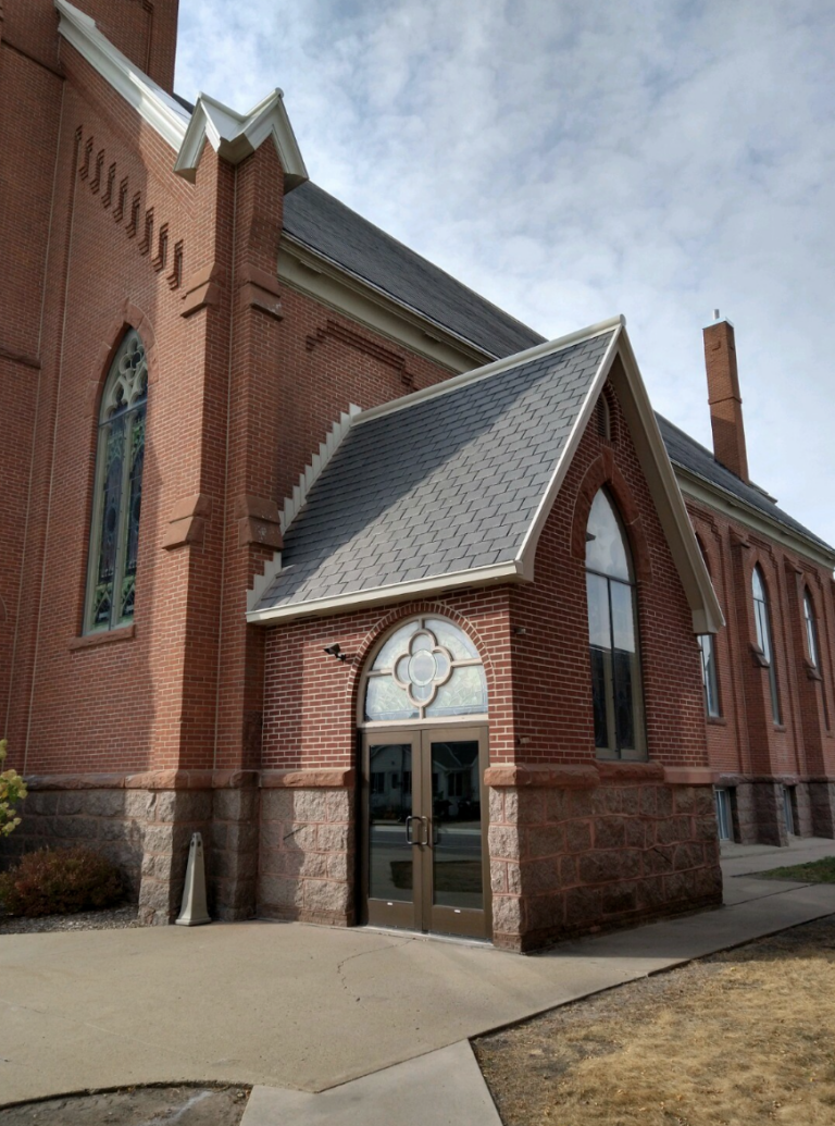 Composite Slate Accents Soaring Steeple - Roofing